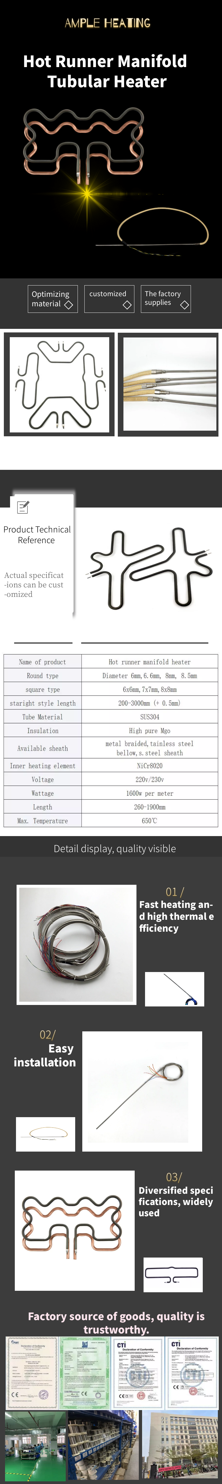 Mini Microtubular Heater For Hot Runner Plate